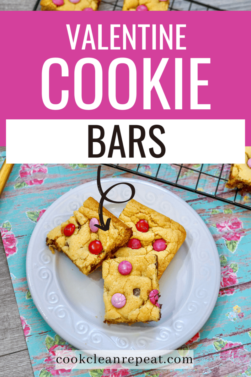 Valentine Cookie Bars - Cook Clean Repeat